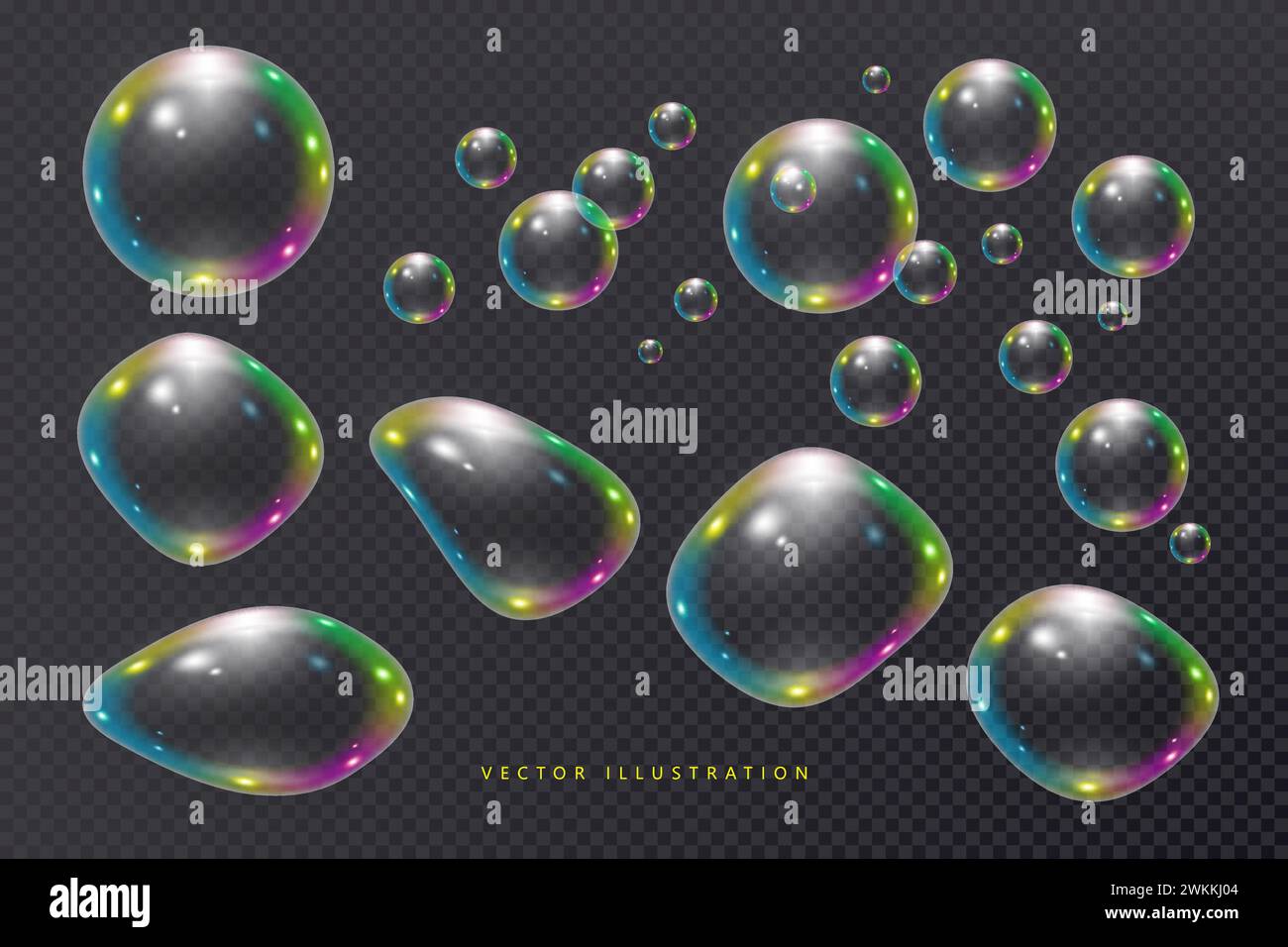 Realistic Flying Soap bubbles. Vector illustration in 3D style Stock ...