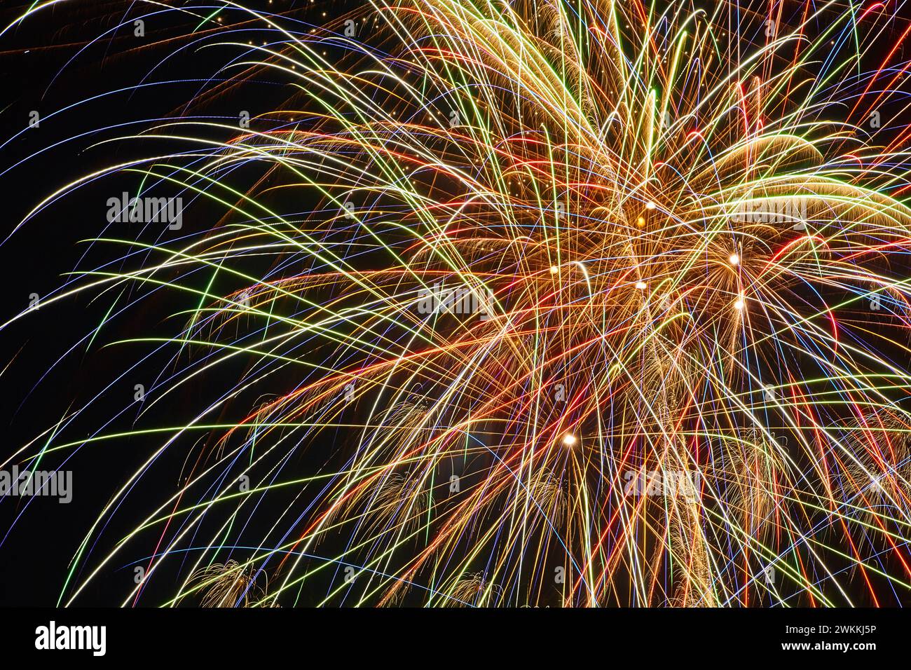 Colorful Fireworks Display at Night with Bright Streaks Stock Photo - Alamy