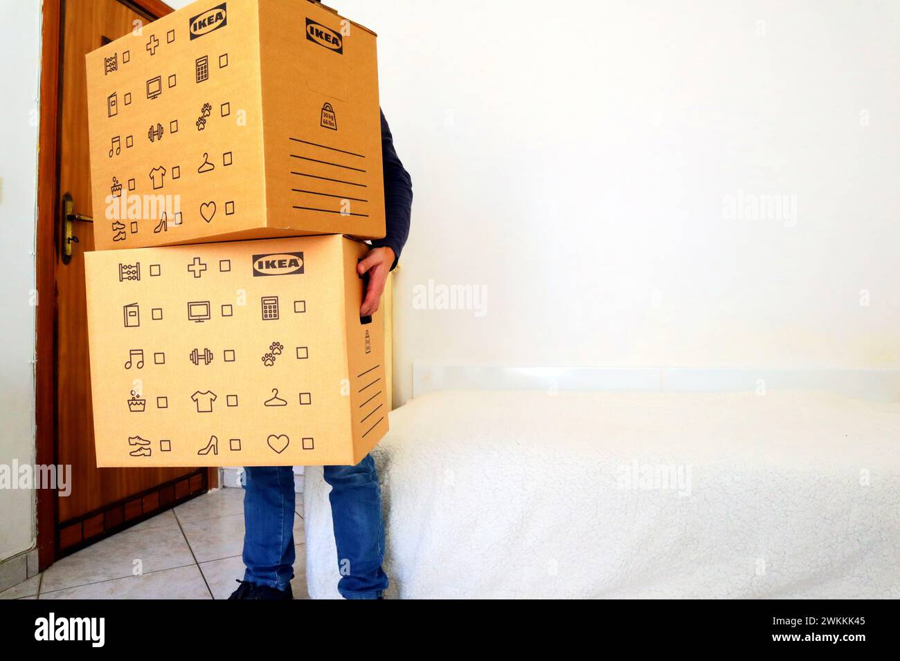 IKEA cardboard boxes used during the move. IKEA is the world's largest ...