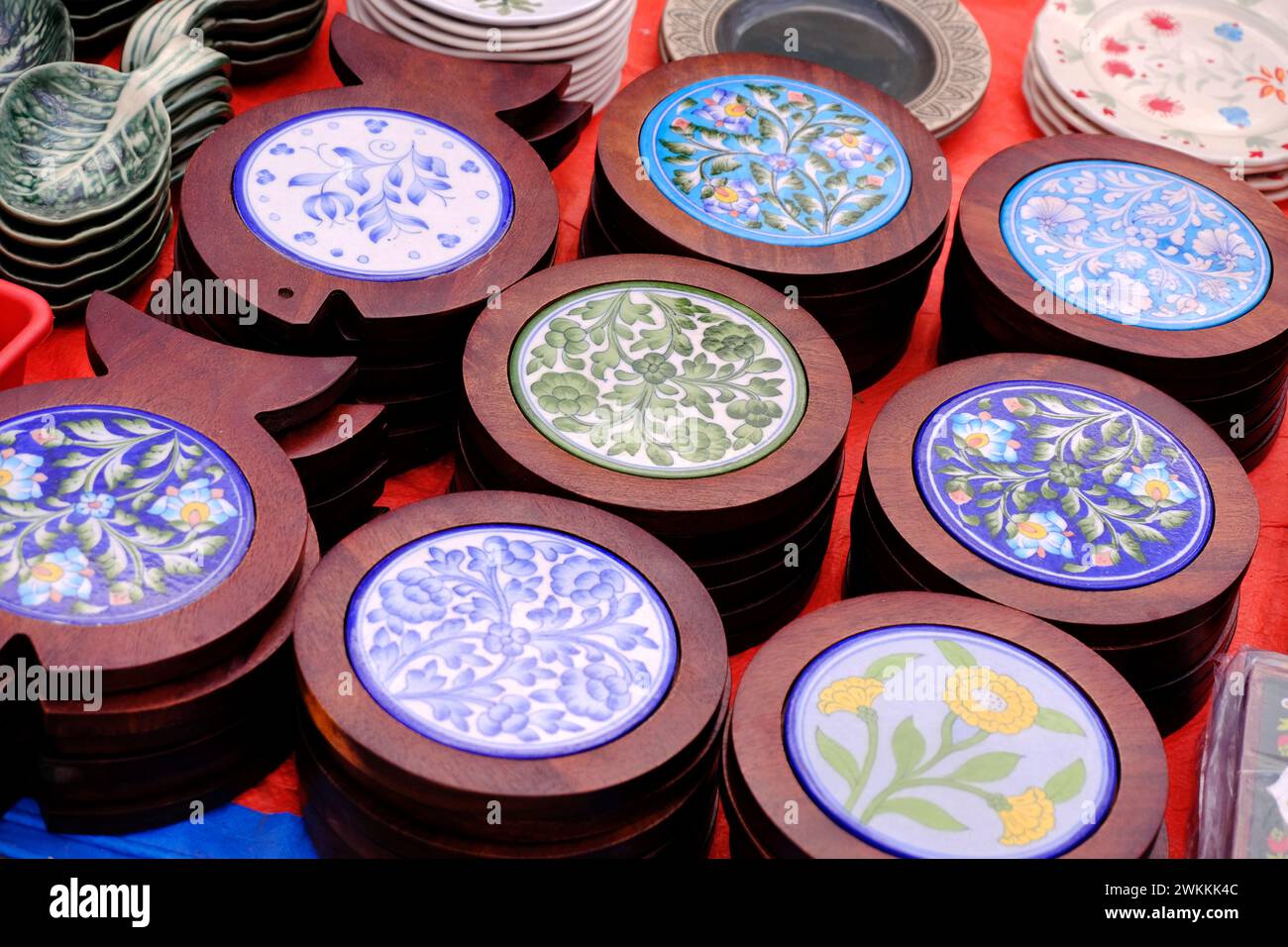 Pune, India, Handicraft items with selective focus, textile and ...