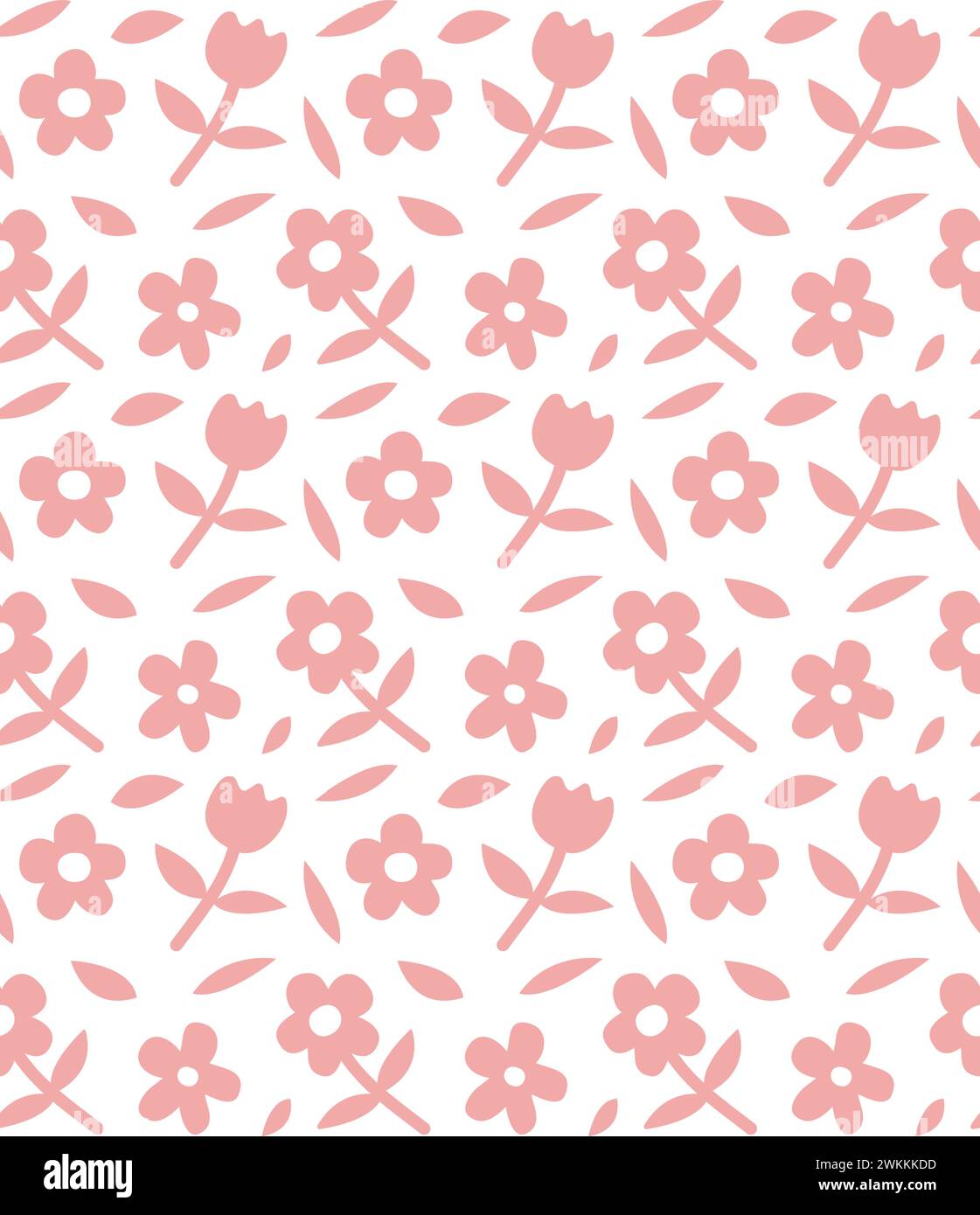 Vector seamless pattern of pink groovy abstract flowers isolated on ...