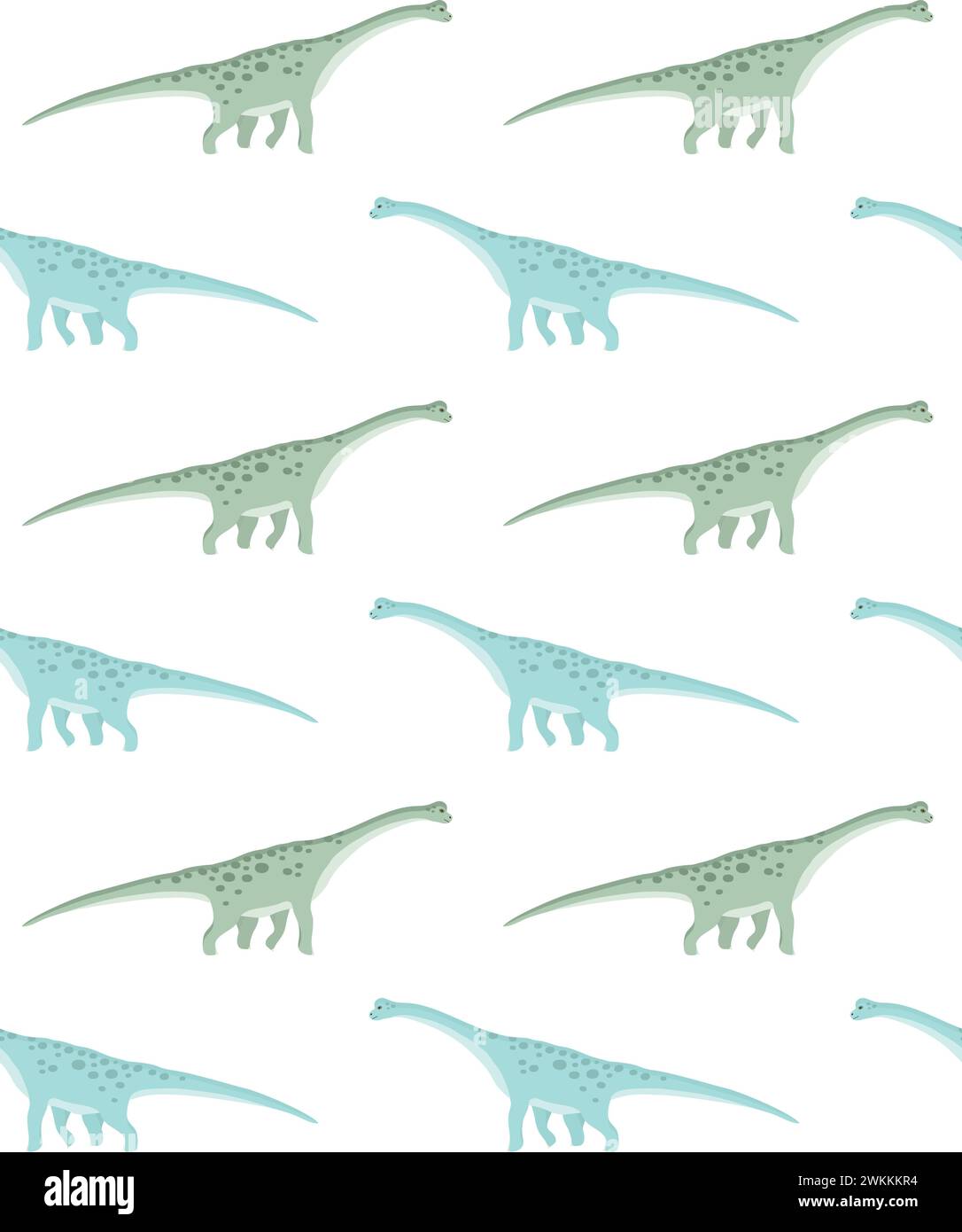Vector seamless pattern of hand drawn flat diplodocus dinosaur isolated ...