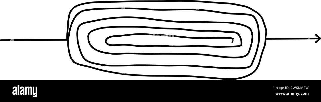 Chaotic line arrow. Doodle chaos simple drawn symbol, confused messy ...