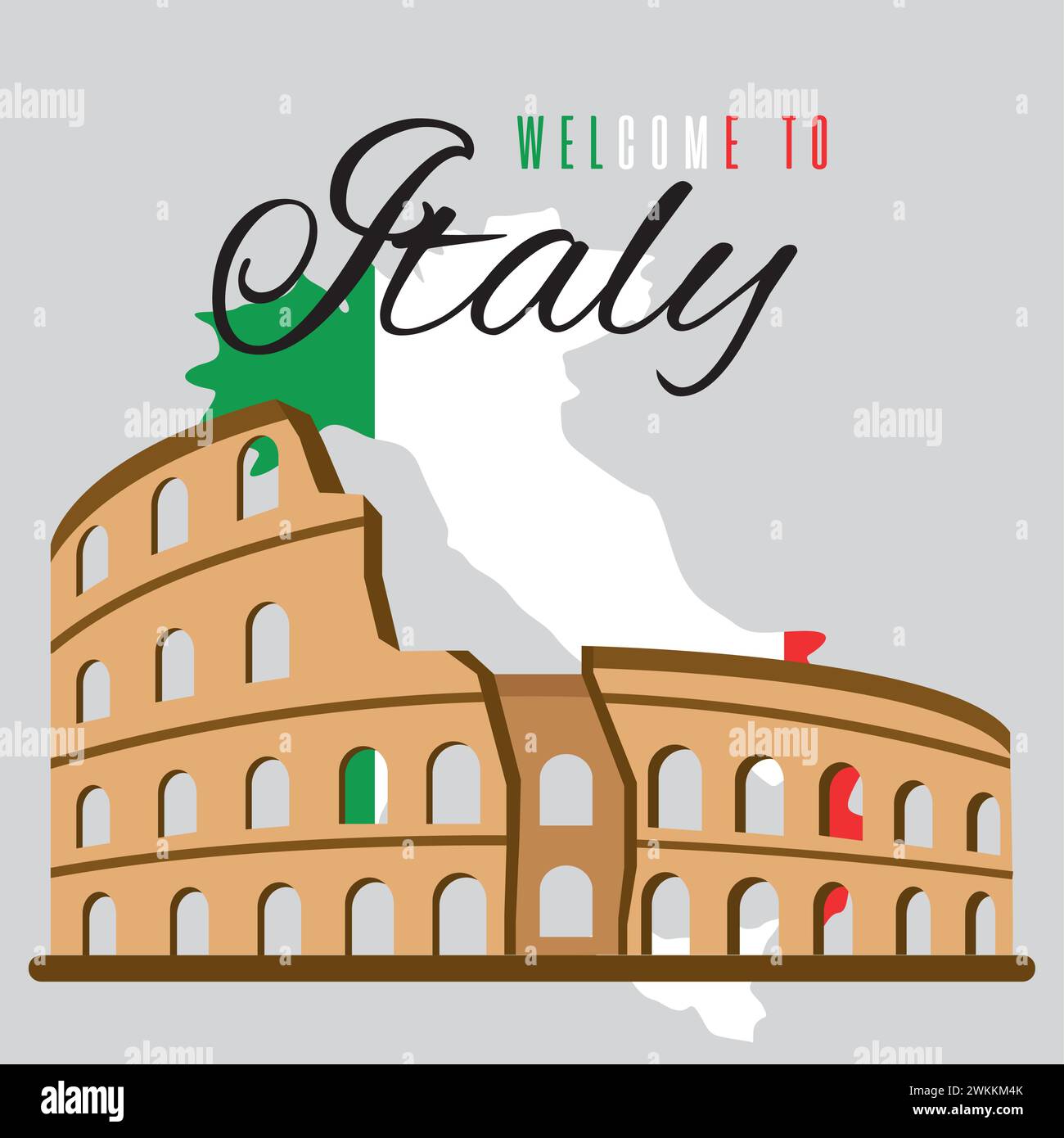 Isolated rome coliseum landmark Italy travel postcard Vector Stock ...