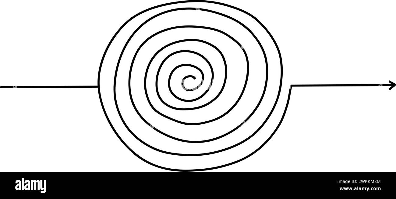 Chaotic line arrow. Doodle chaos simple drawn symbol, confused messy ...