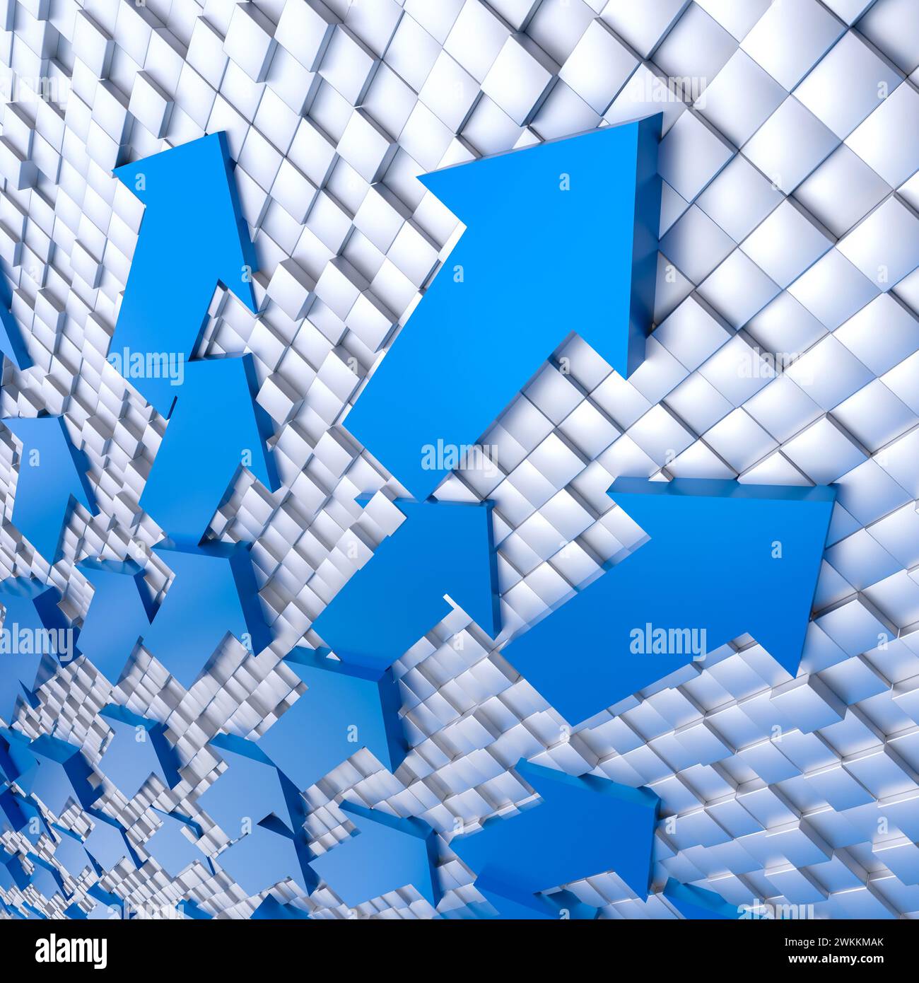 Vibrant blue 3d arrows showing upward movement, set against a modern pixelated backdrop 3d ...