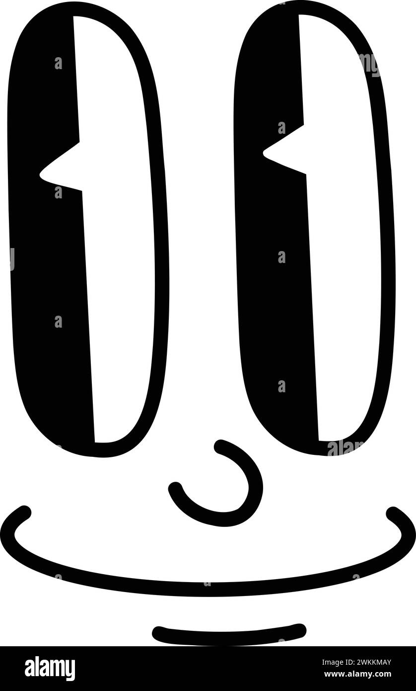 Retro 30s cartoon mascot character funny face. 50s, 60s old animation ...