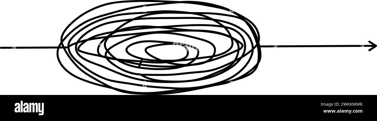 Chaotic line arrow. Doodle chaos simple drawn symbol, confused messy ...