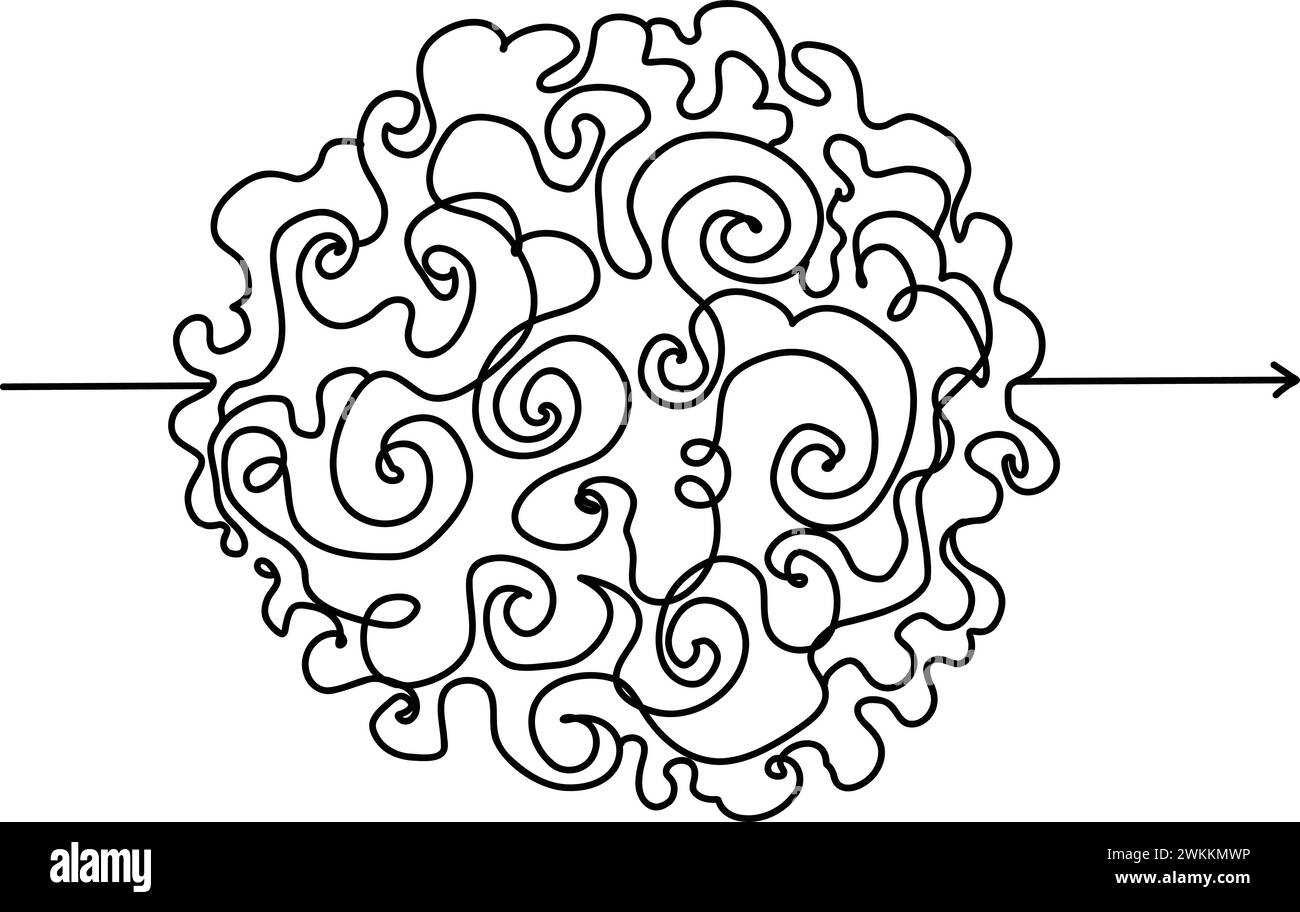 Chaotic line arrow. Doodle chaos simple drawn symbol, confused messy ...