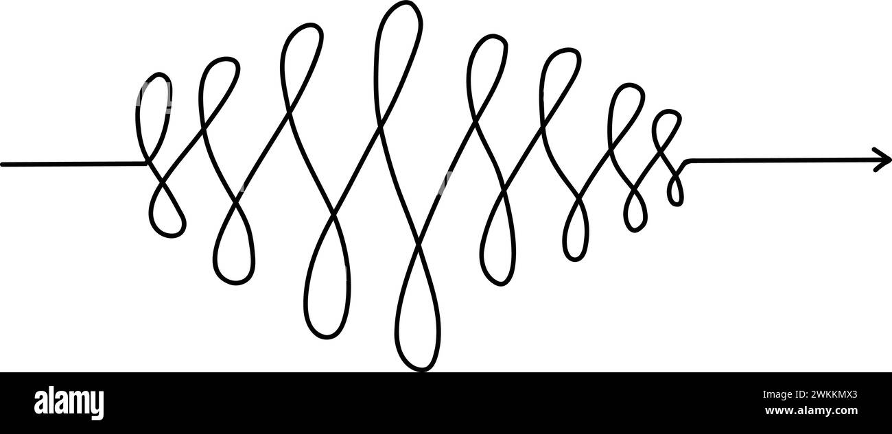 Chaotic line arrow. Doodle chaos simple drawn symbol, confused messy ...