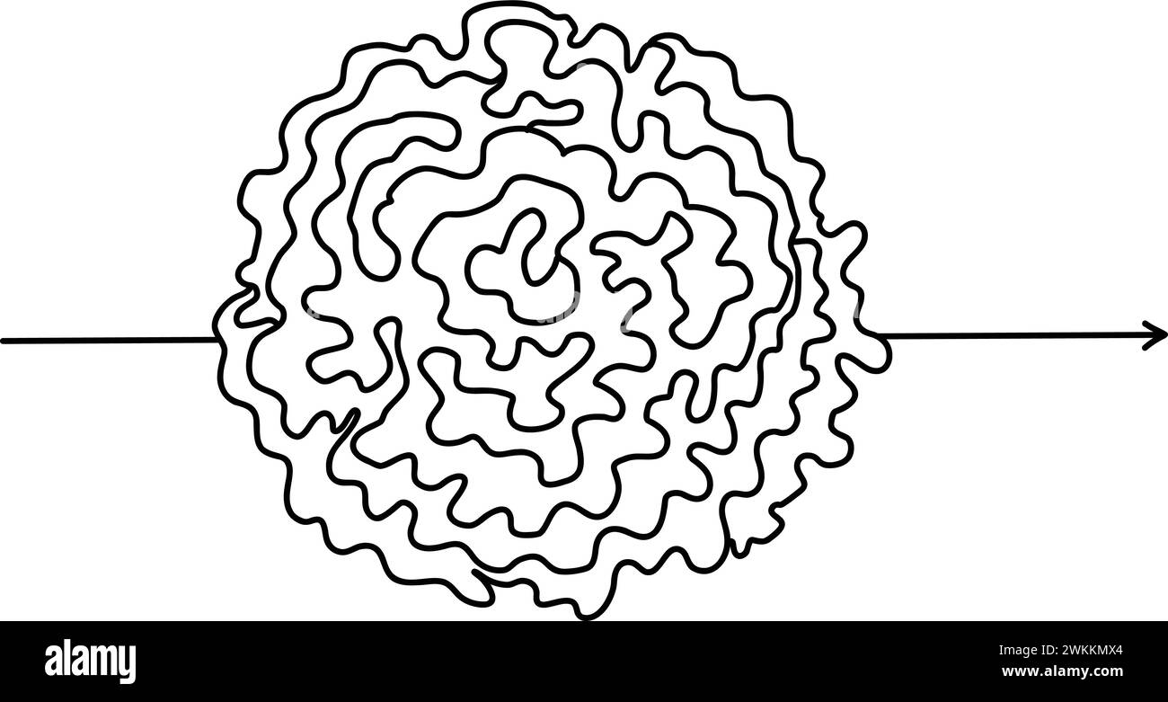 Chaotic line arrow. Doodle chaos simple drawn symbol, confused messy ...