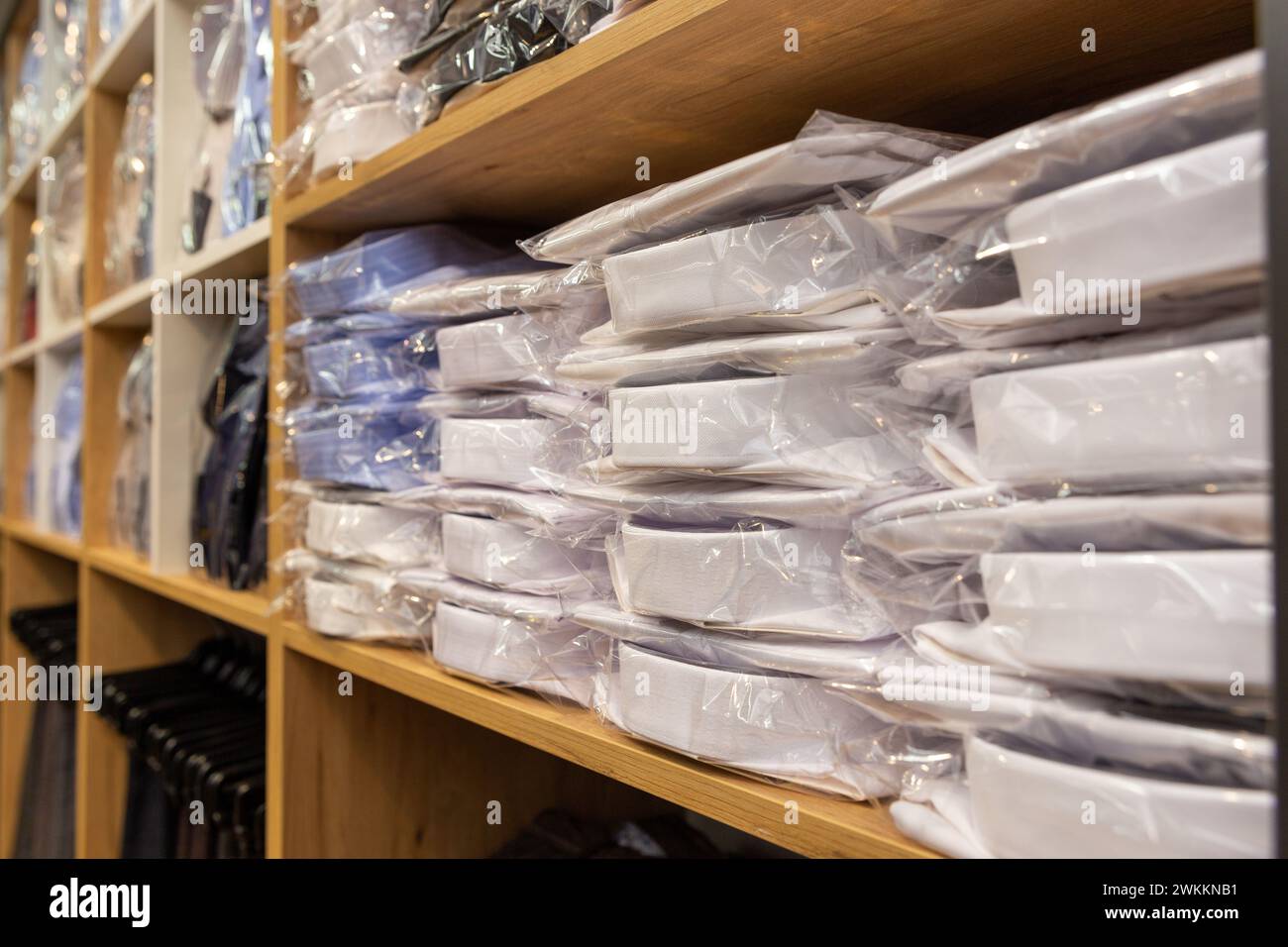 Shirts in a men clothing store. Fashion clothes, Men shirts displayed ...