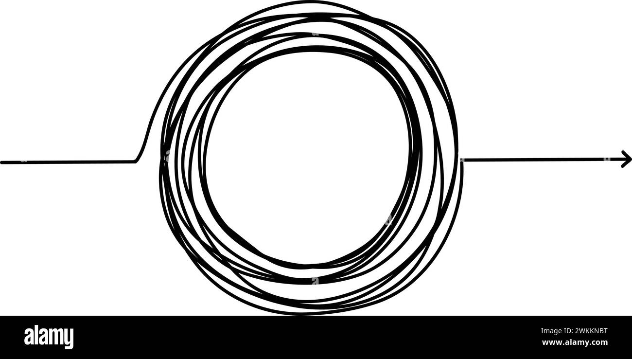 Chaotic line arrow. Doodle chaos simple drawn symbol, confused messy ...