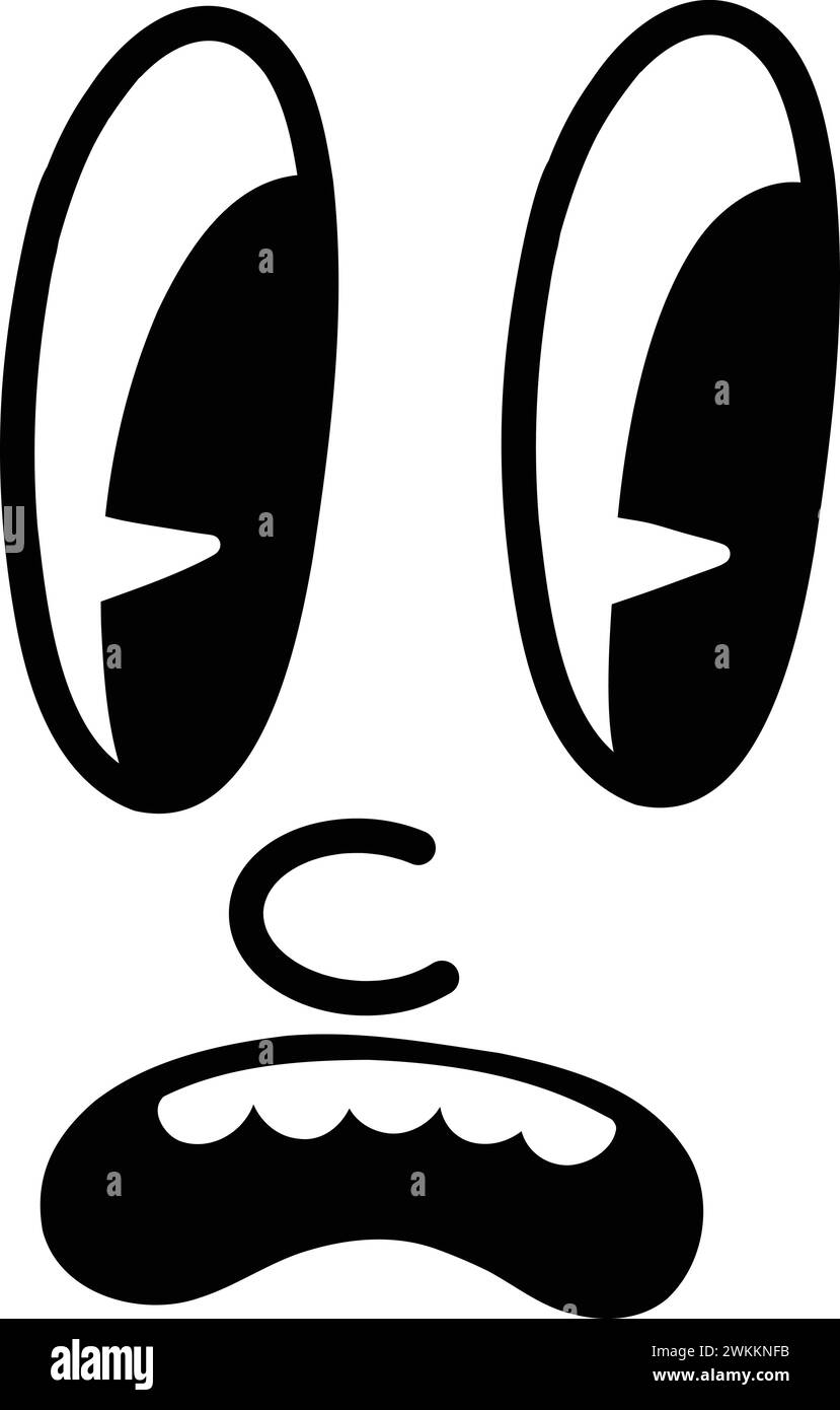 Retro 30s cartoon mascot character funny face. 50s, 60s old animation ...
