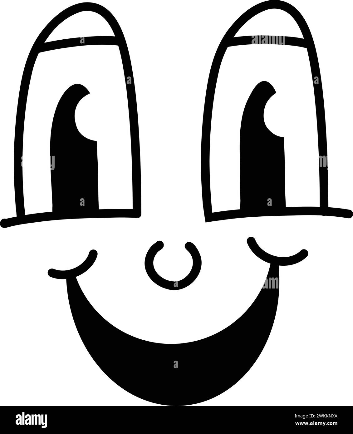 Retro 30s cartoon mascot character funny face. 50s, 60s old animation ...