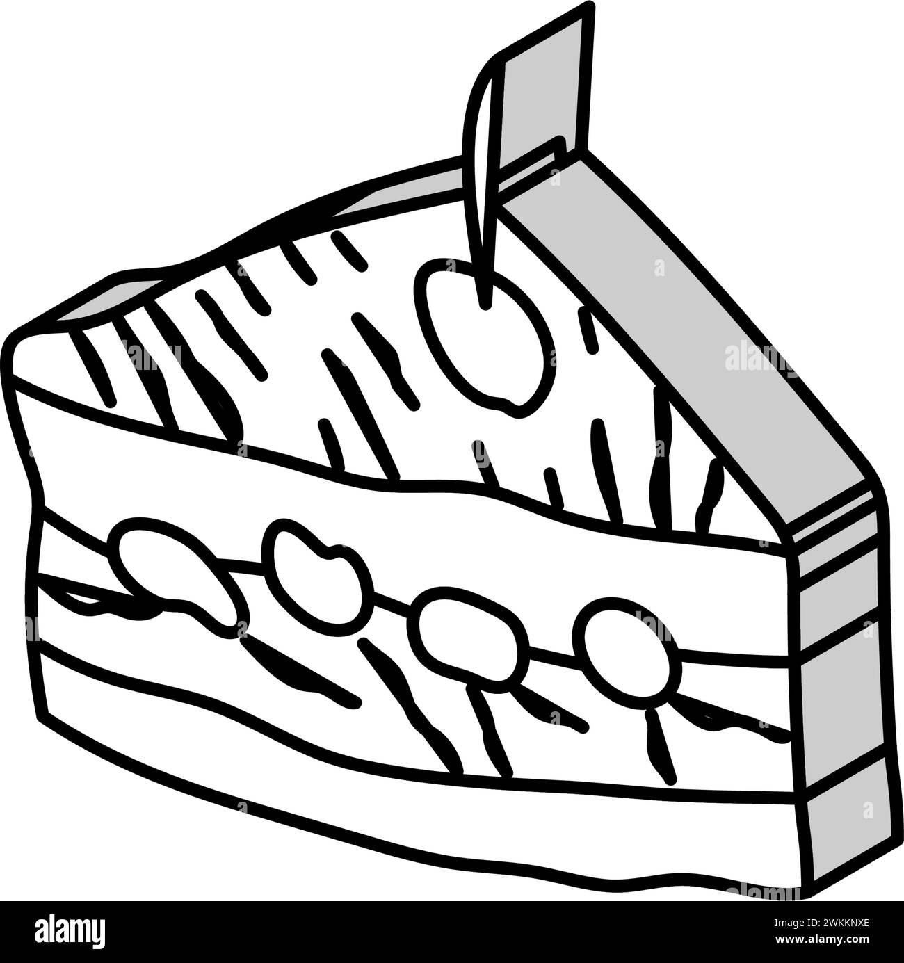 black forest cake slice food snack isometric icon vector illustration ...