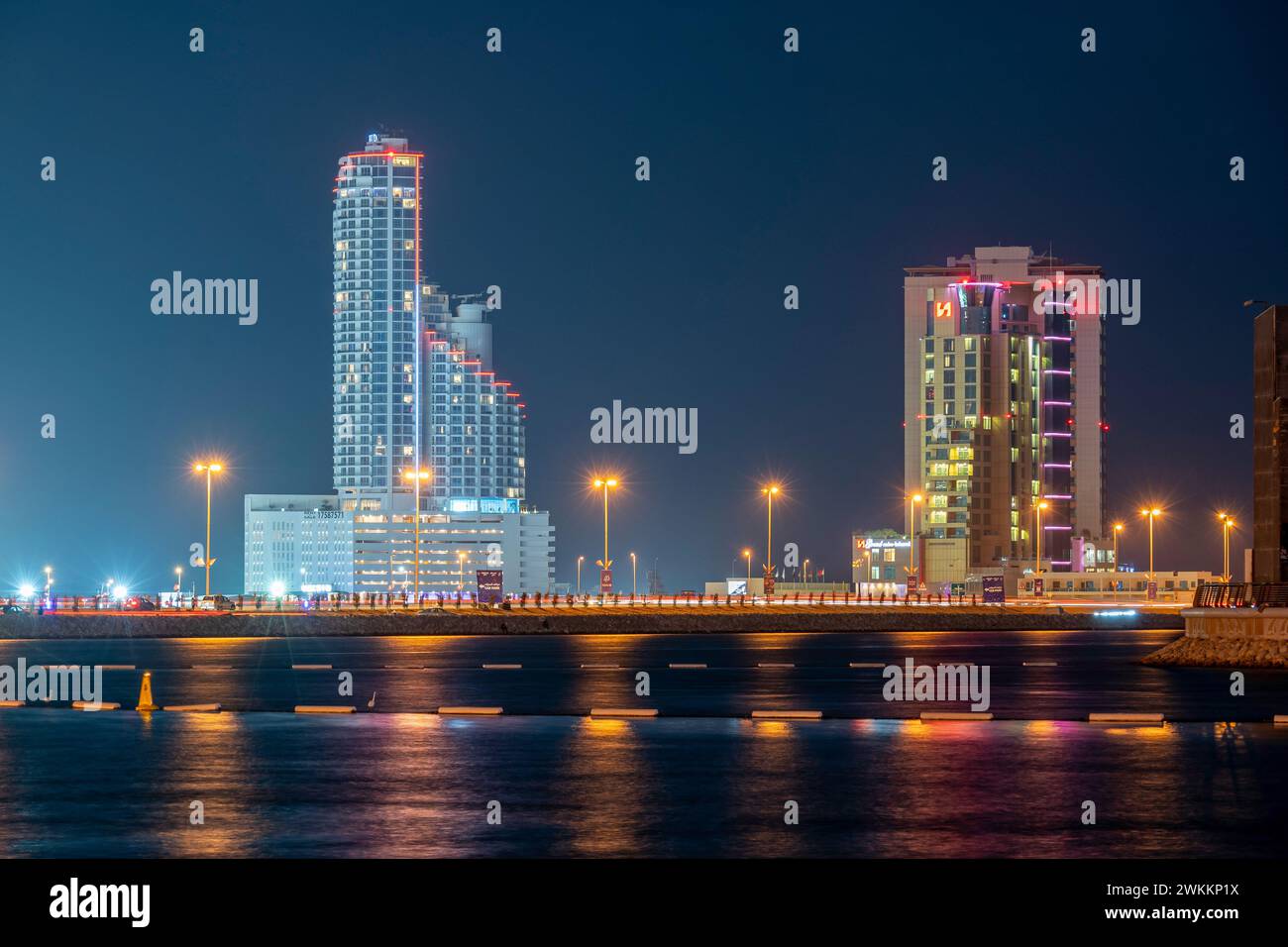 Bahrain Financial Harbor, Harbor Towers, Bahrain Skyline view sunset ...