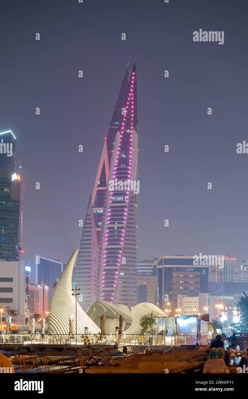 World Trade Center skyscraper and skyline of Manama City Bahrain Stock ...