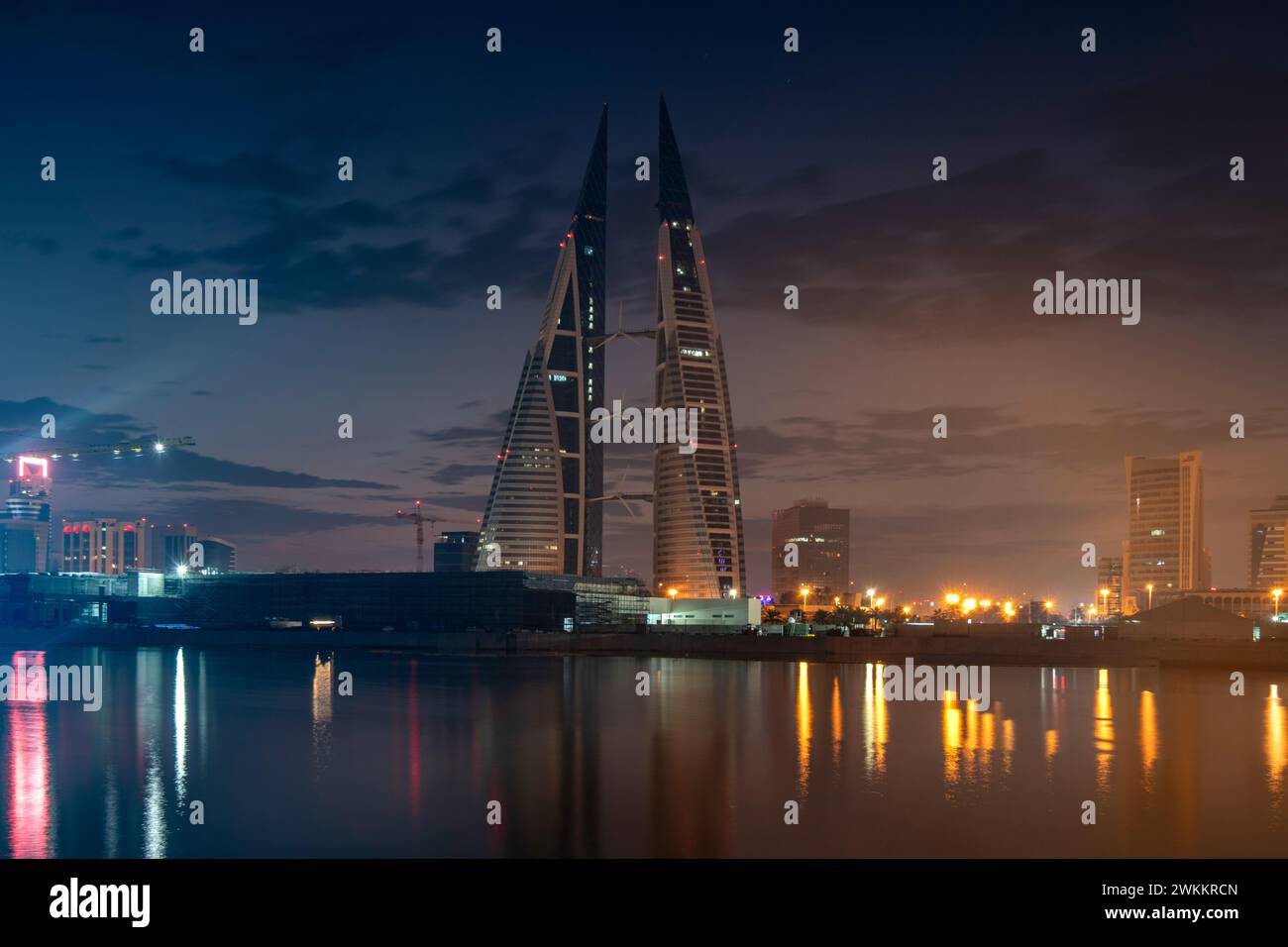 Bahrain Financial Harbor, Harbor Towers, Bahrain Skyline view sunset ...