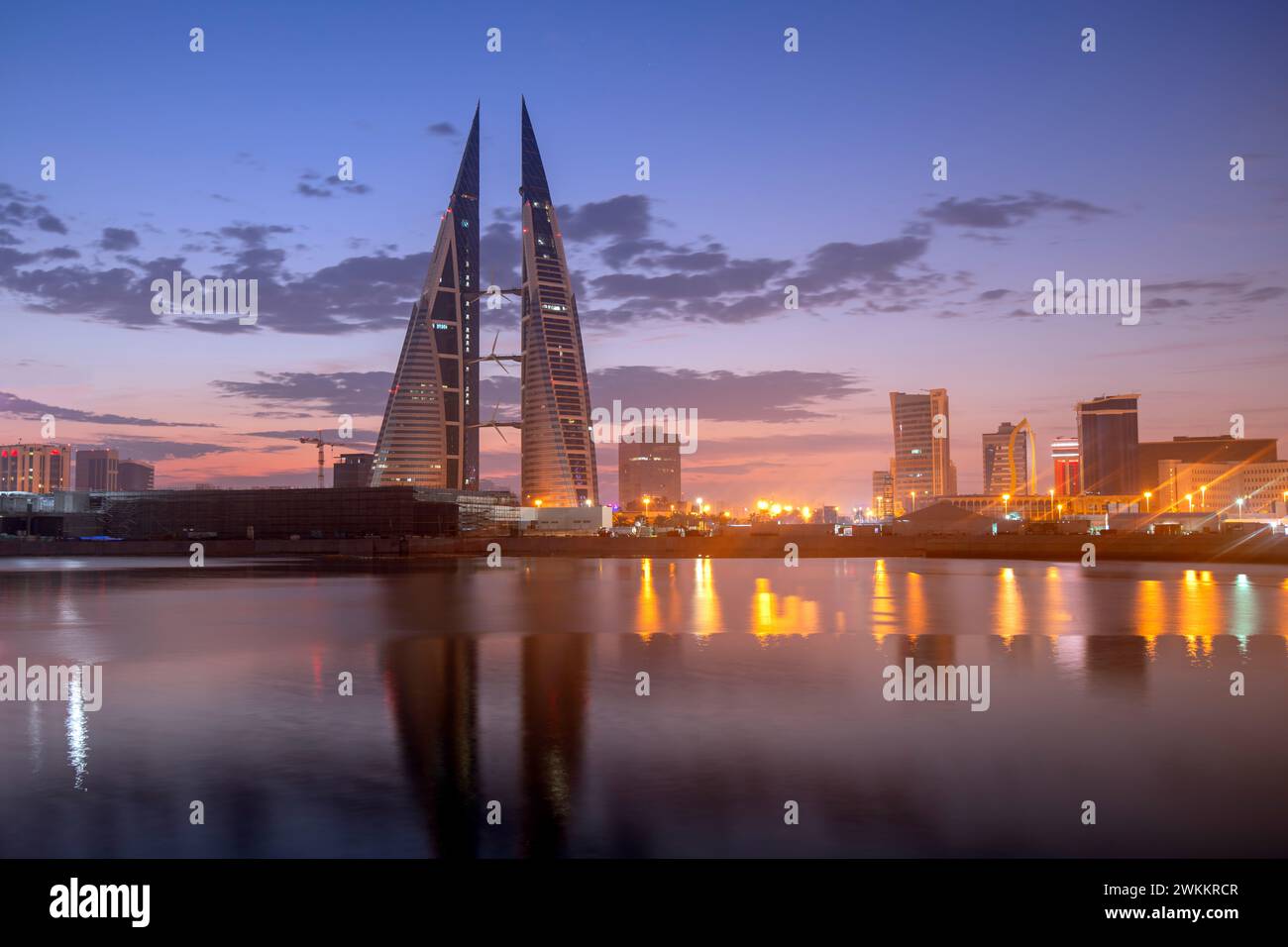 Bahrain Financial Harbor, Harbor Towers, Bahrain Skyline view sunset ...