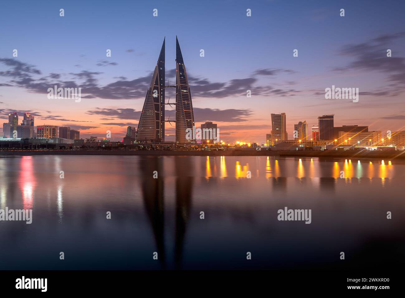 Bahrain Financial Harbor, Harbor Towers, Bahrain Skyline view sunset ...