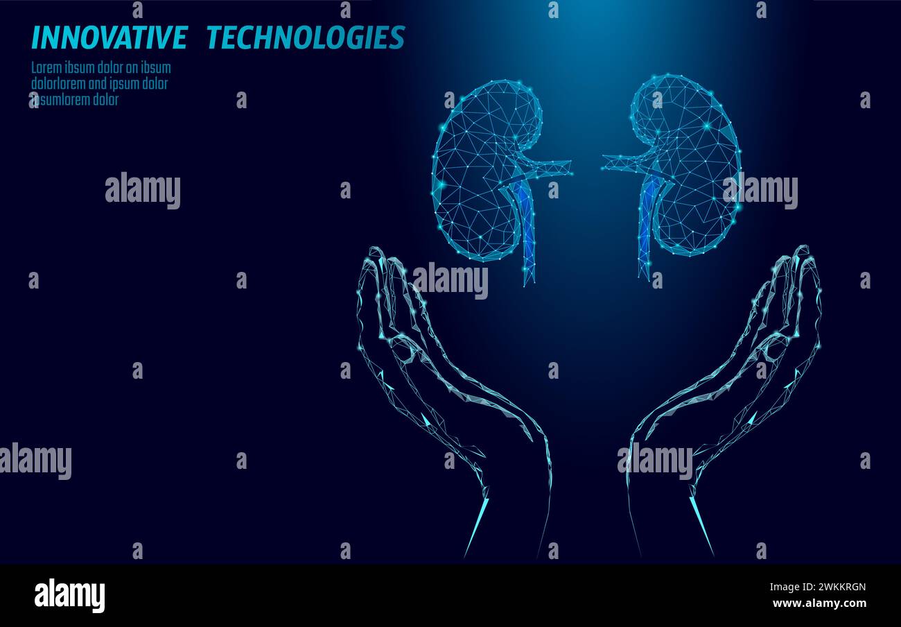 World Kidney Day greeting card low poly design template. Health ...