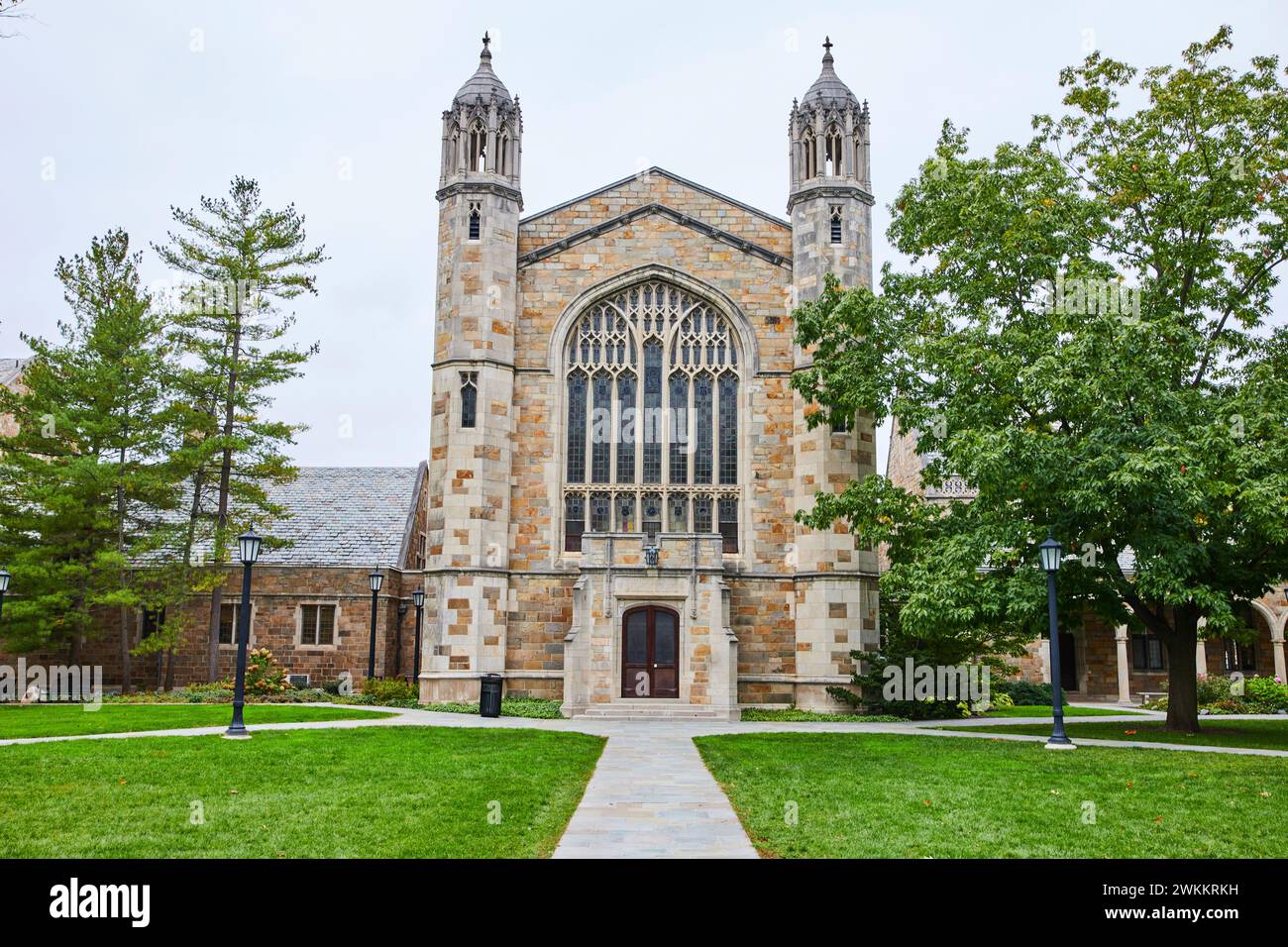 Gothic University Building with Lush Lawns, Michigan Stock Photo - Alamy