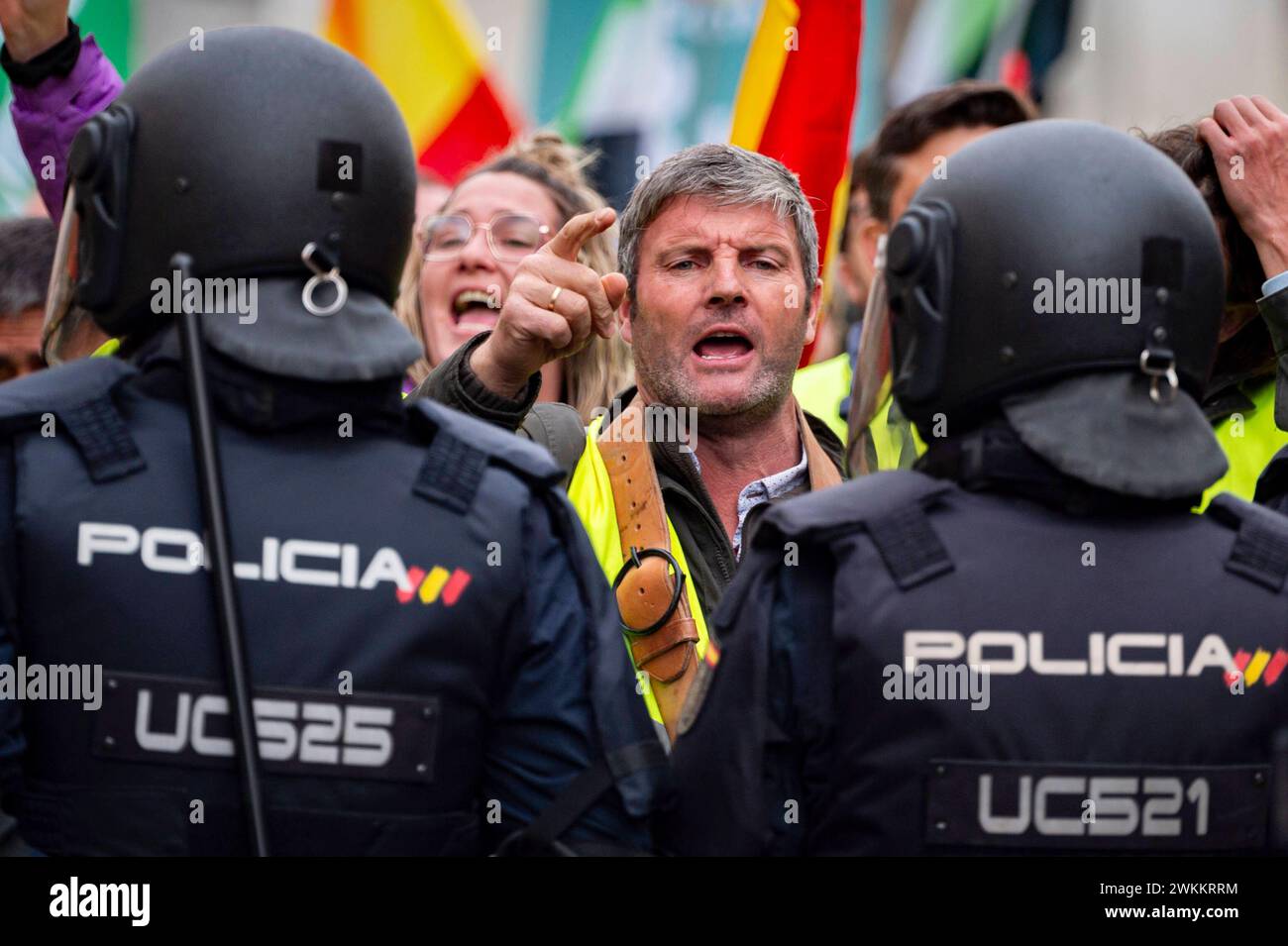 Spanish farmer demonstration in Madrid A protester seen shouting in ...