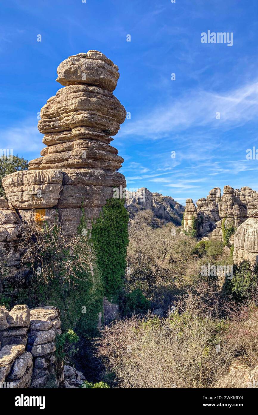 Hiking the Torcal de Antequerra National Park, limestone rock ...