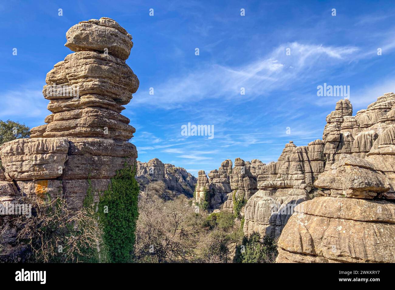 Hiking the Torcal de Antequerra National Park, limestone rock ...