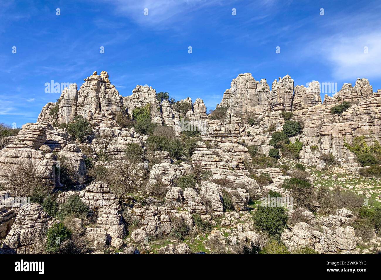 Hiking the Torcal de Antequerra National Park, limestone rock ...