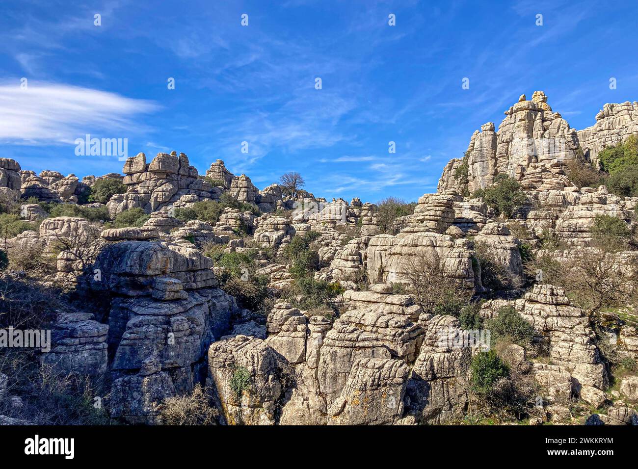 Hiking the Torcal de Antequerra National Park, limestone rock ...