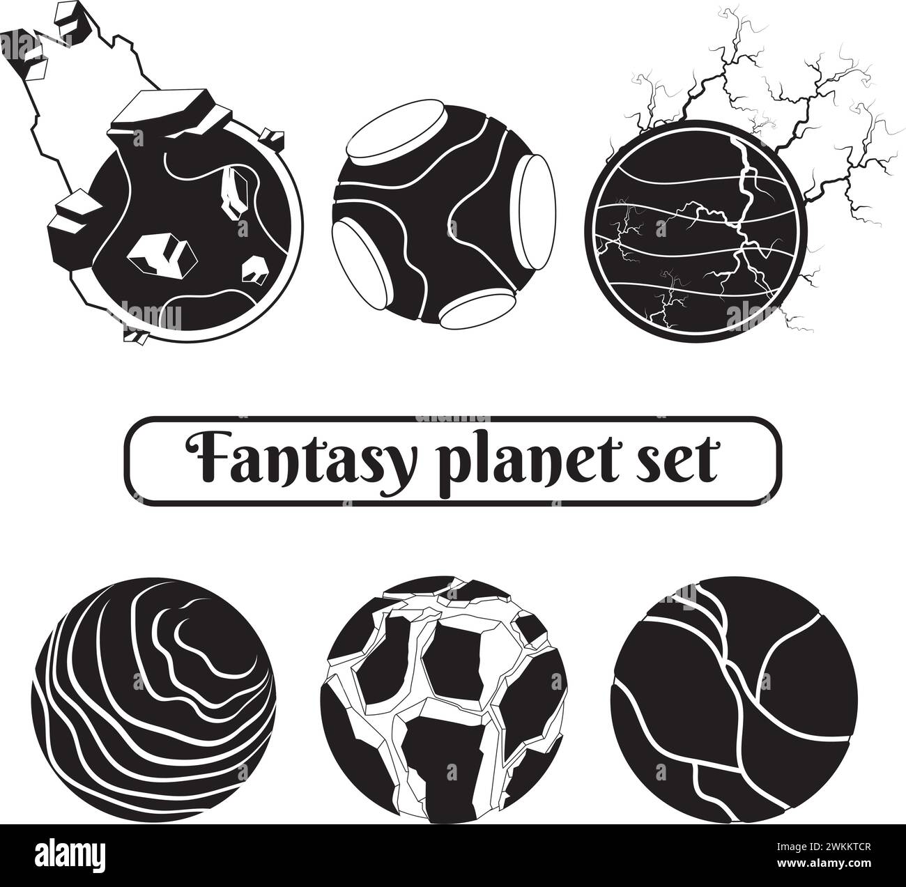 Set of silhouettes of sci fi fantasy planets Vector Stock Vector Image ...
