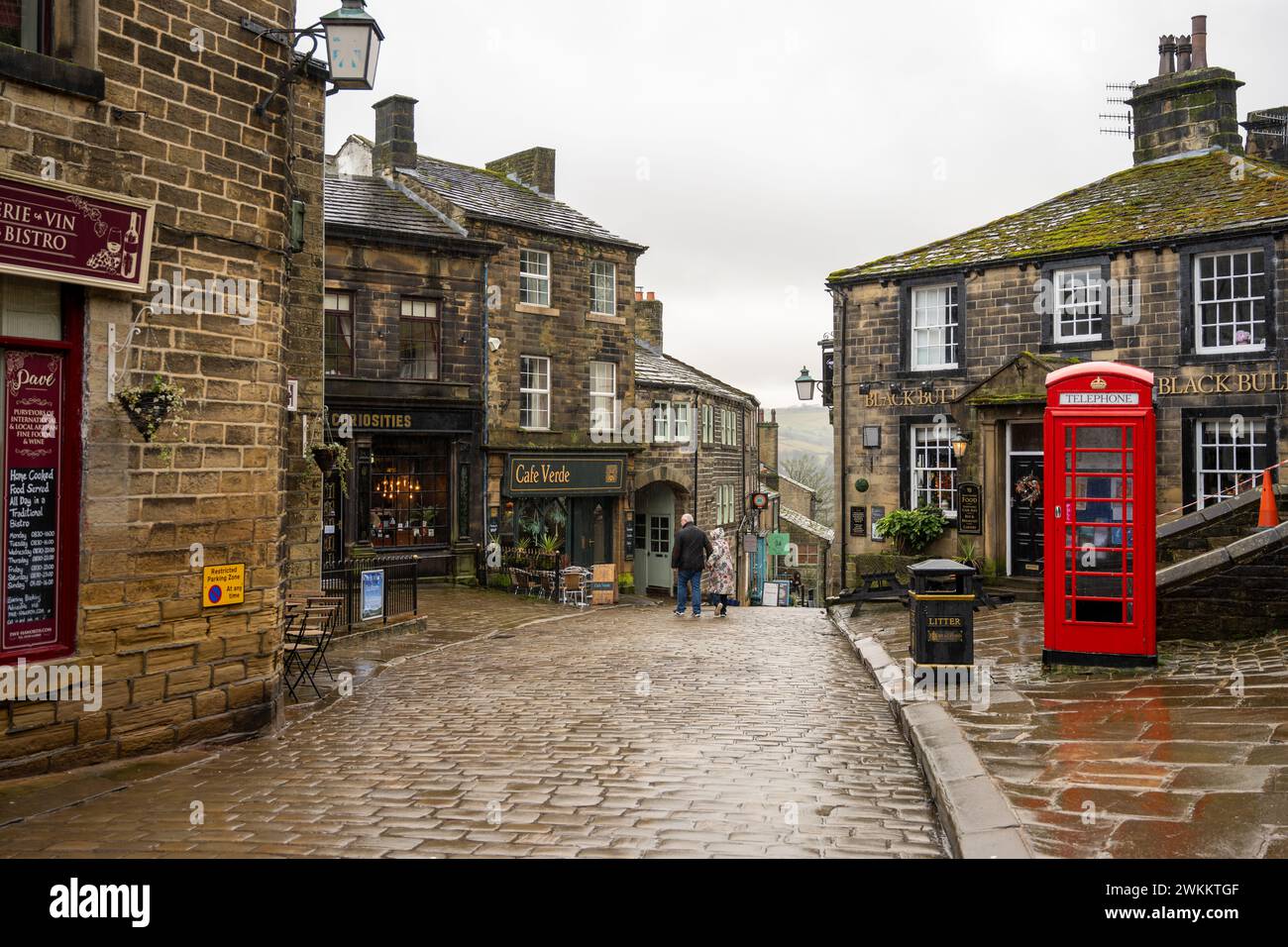 HAWORTH, UK 14-02-2024: A photo documenting a typical street scene of ...