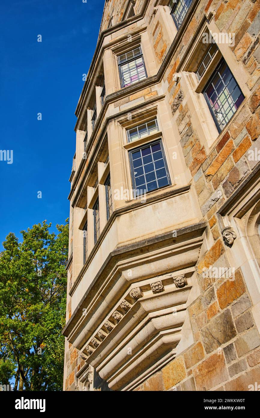 University of Michigan Law Building, Gothic Architecture Upward View ...