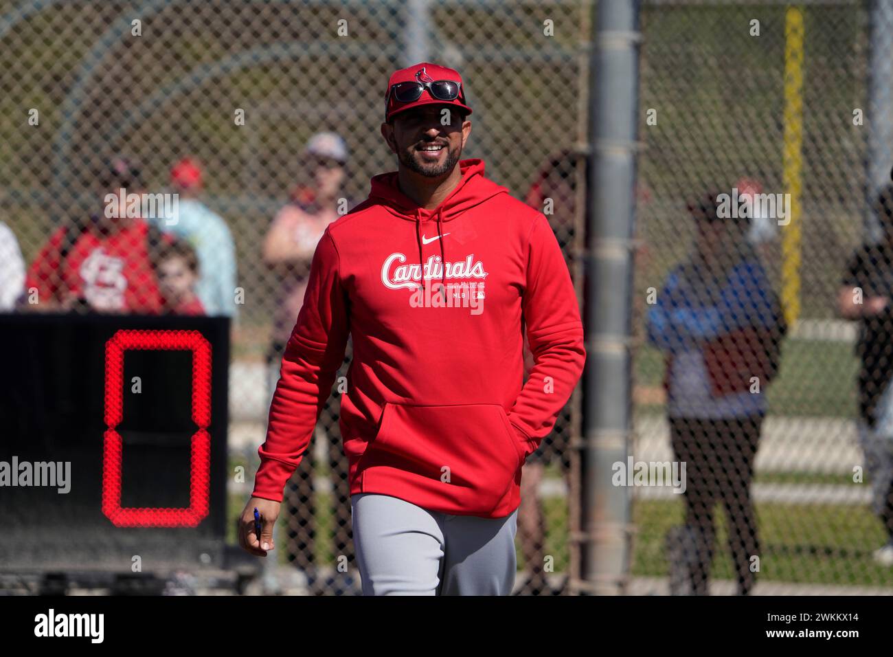 St. Louis Cardinals manager Oliver Marmol roams the field during a ...