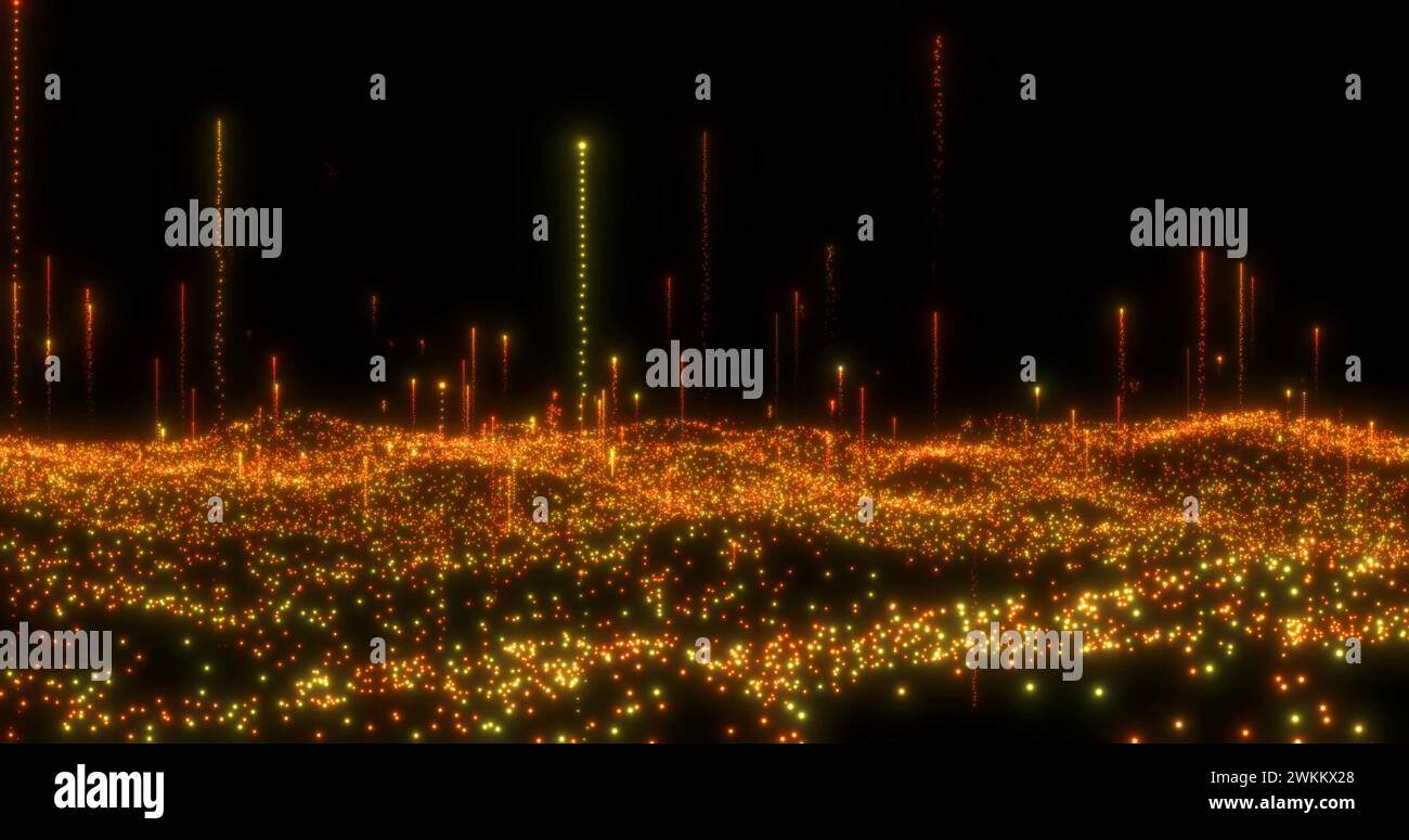 An undulating abstract sea of orange particles, bubbling bubbling ...