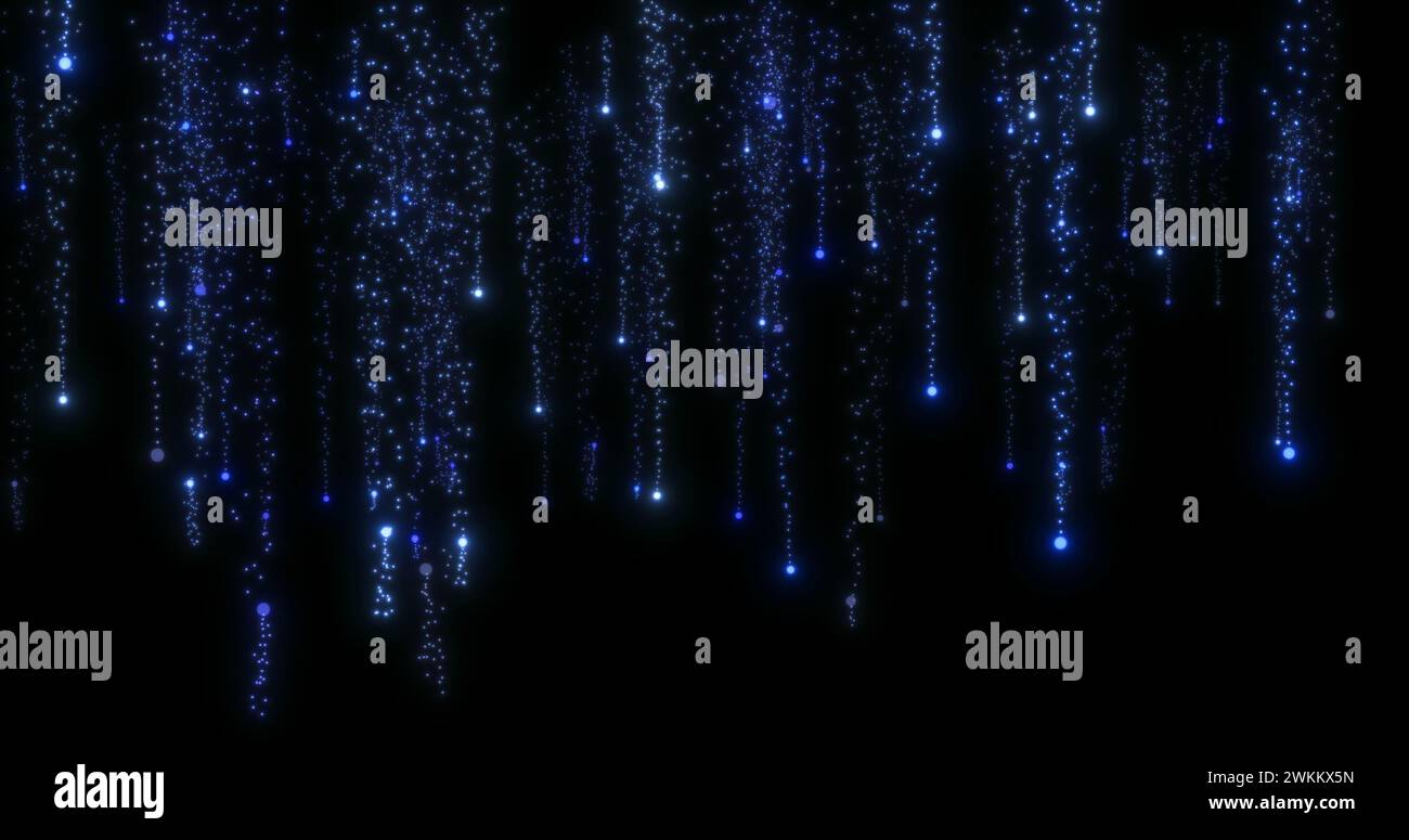 Blue rain with hail on black background. Falling on an invisible ...