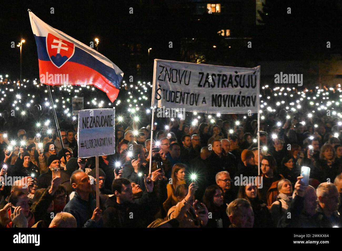 Bratislava, Slovakia. 21st Feb, 2024. People gathered on the Freedom ...