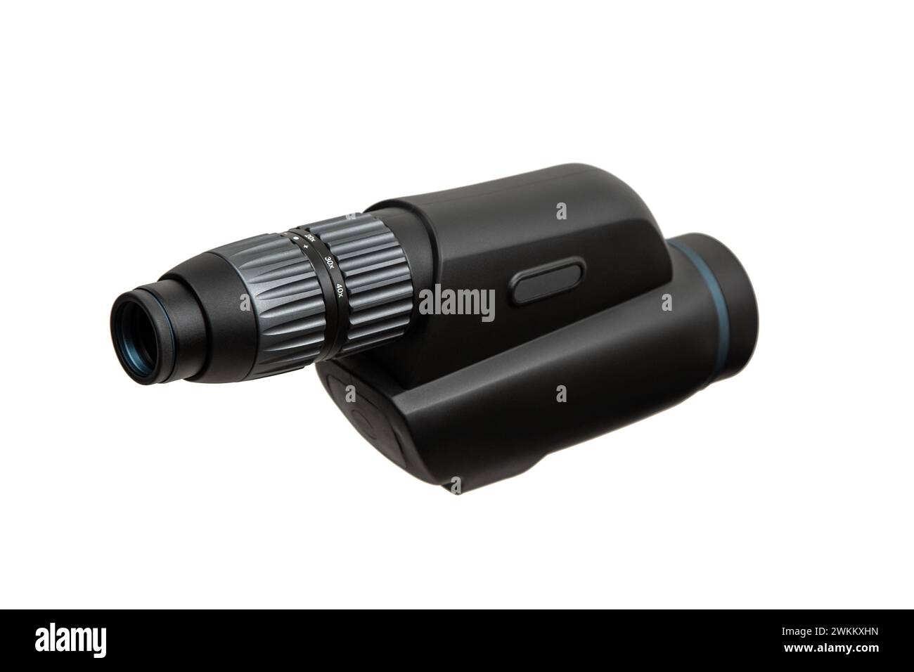 Modern spyglass. Long-range observation device. Monocular isolate on a ...