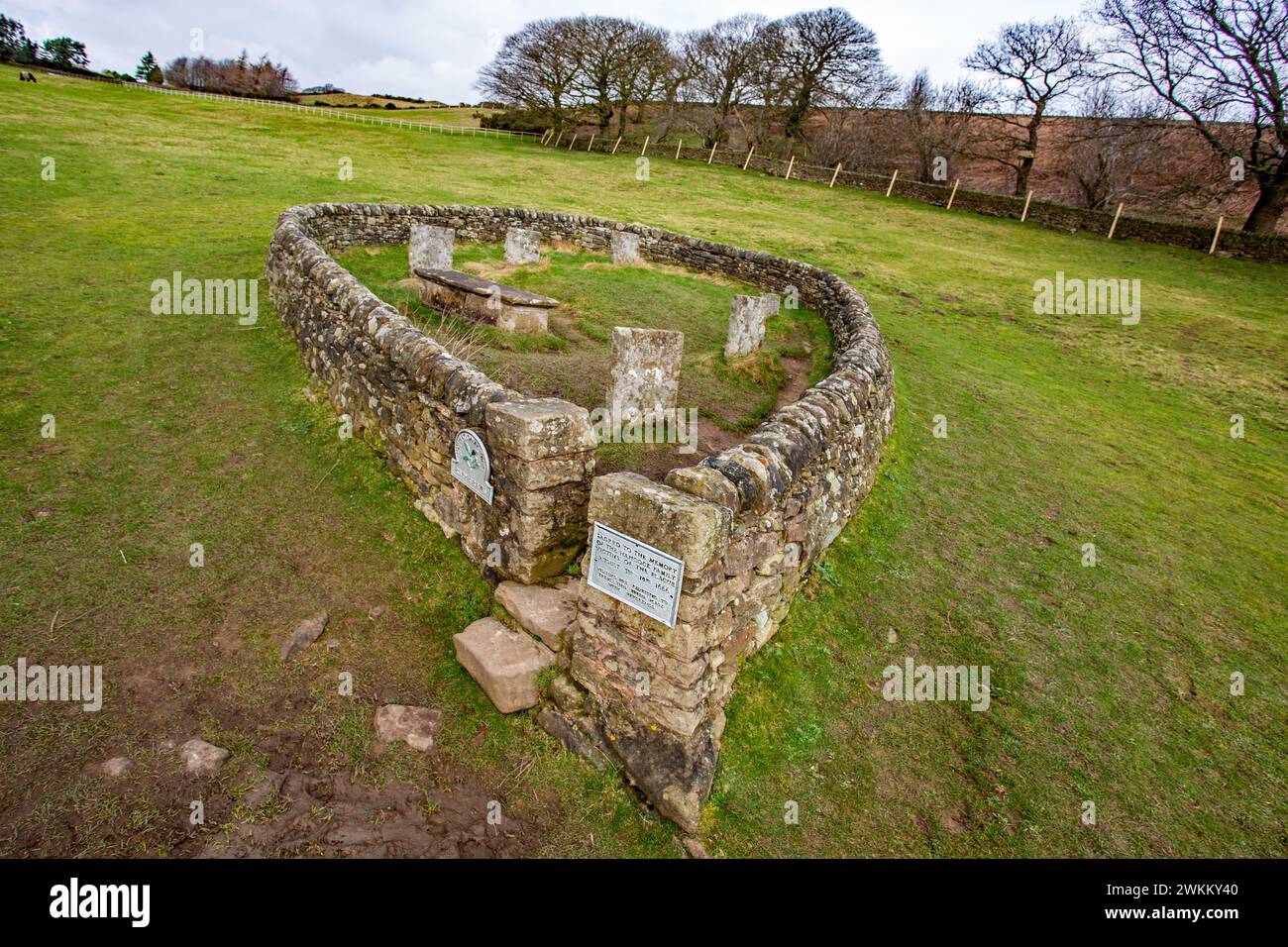 The Riley graves and tomb enclosed by a stone wall, the graves of the ...