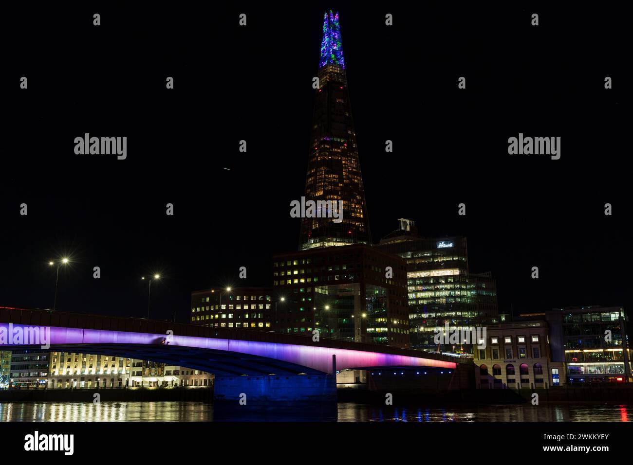The Shard with special Shard Lights 2022 illuminations & London Bridge ...