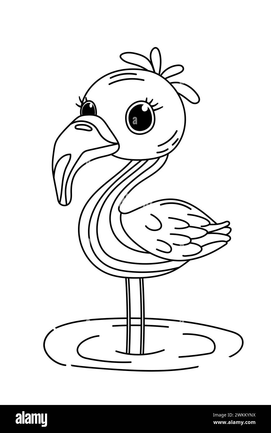 Flamingo Coloring Book Page For Preschool Children Is A Fun Activity ...