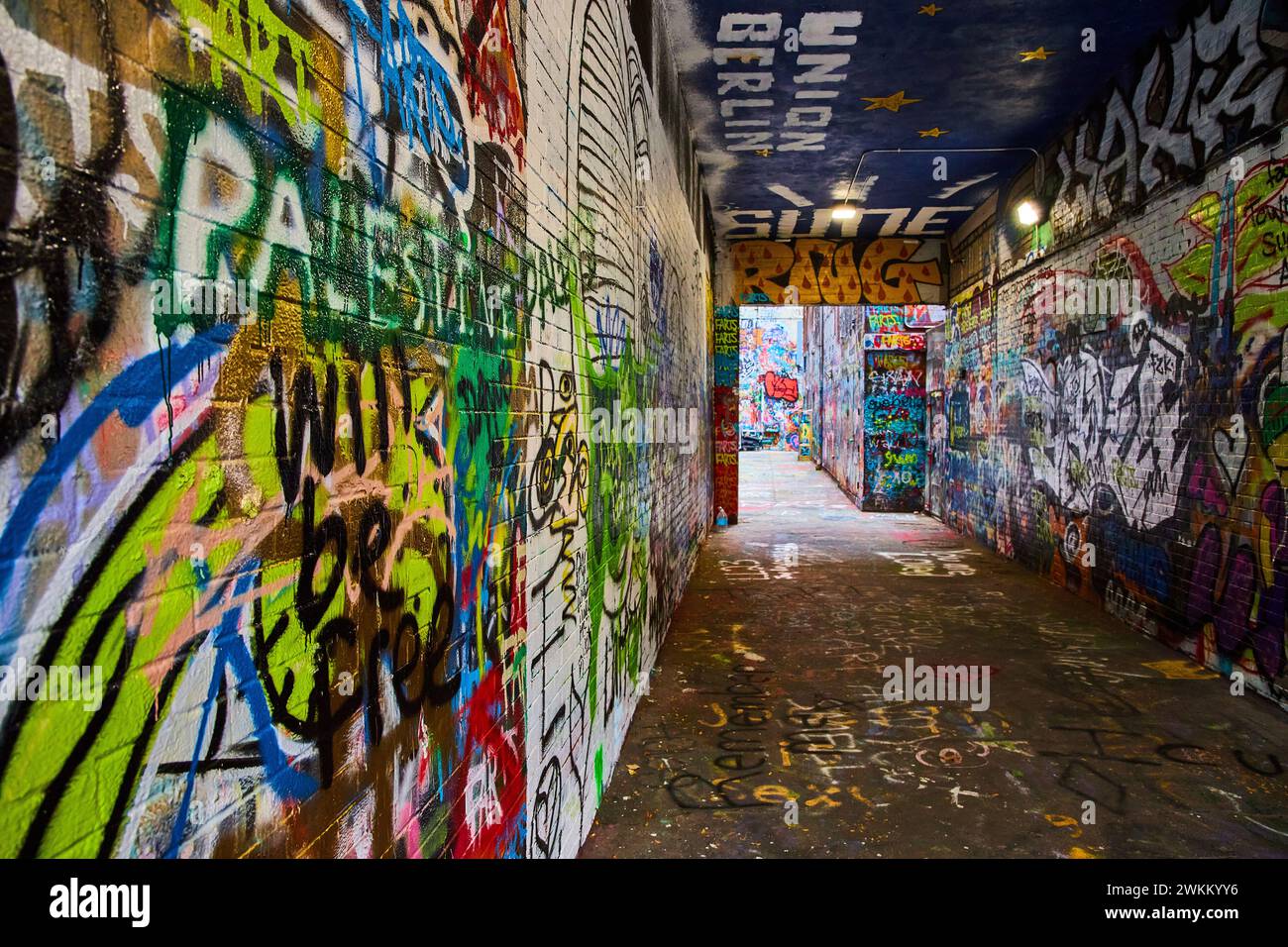 Vibrant Graffiti Alley Art in Urban Michigan, Eye-Level View Stock ...