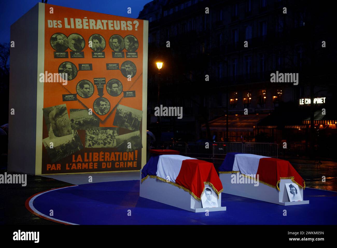 The coffins of Missak Manouchian and his wife Melinee Manouchian ...