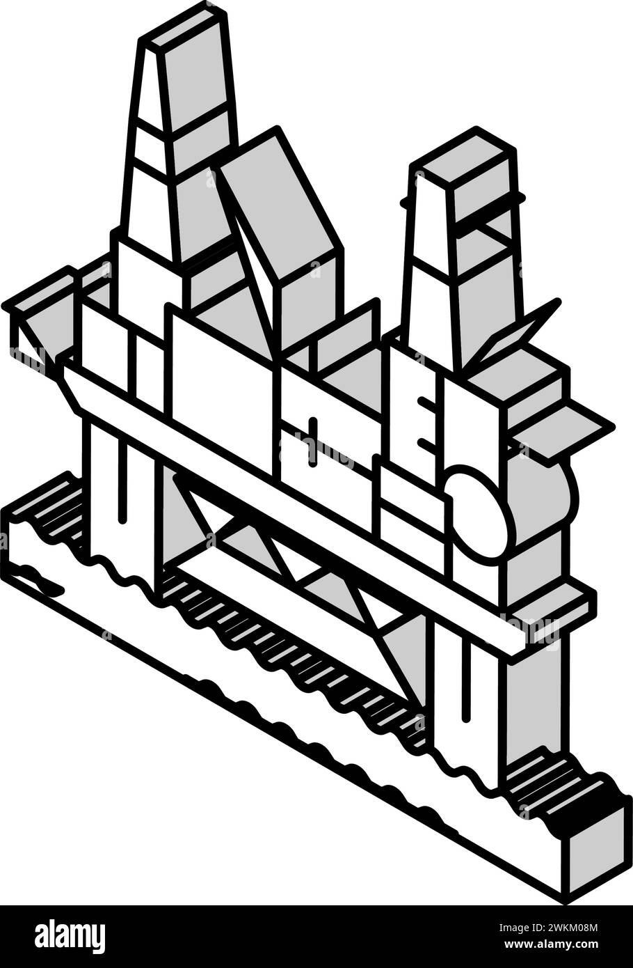 oil rig platform petroleum engineer isometric icon vector illustration ...