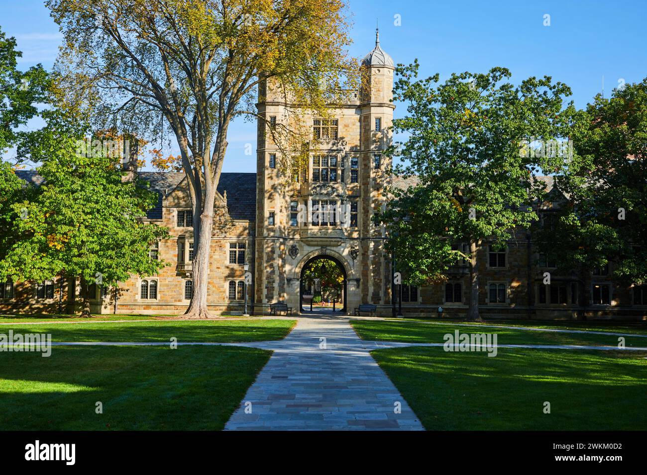 Historic University Building with Autumn Trees and Pathway Stock Photo ...