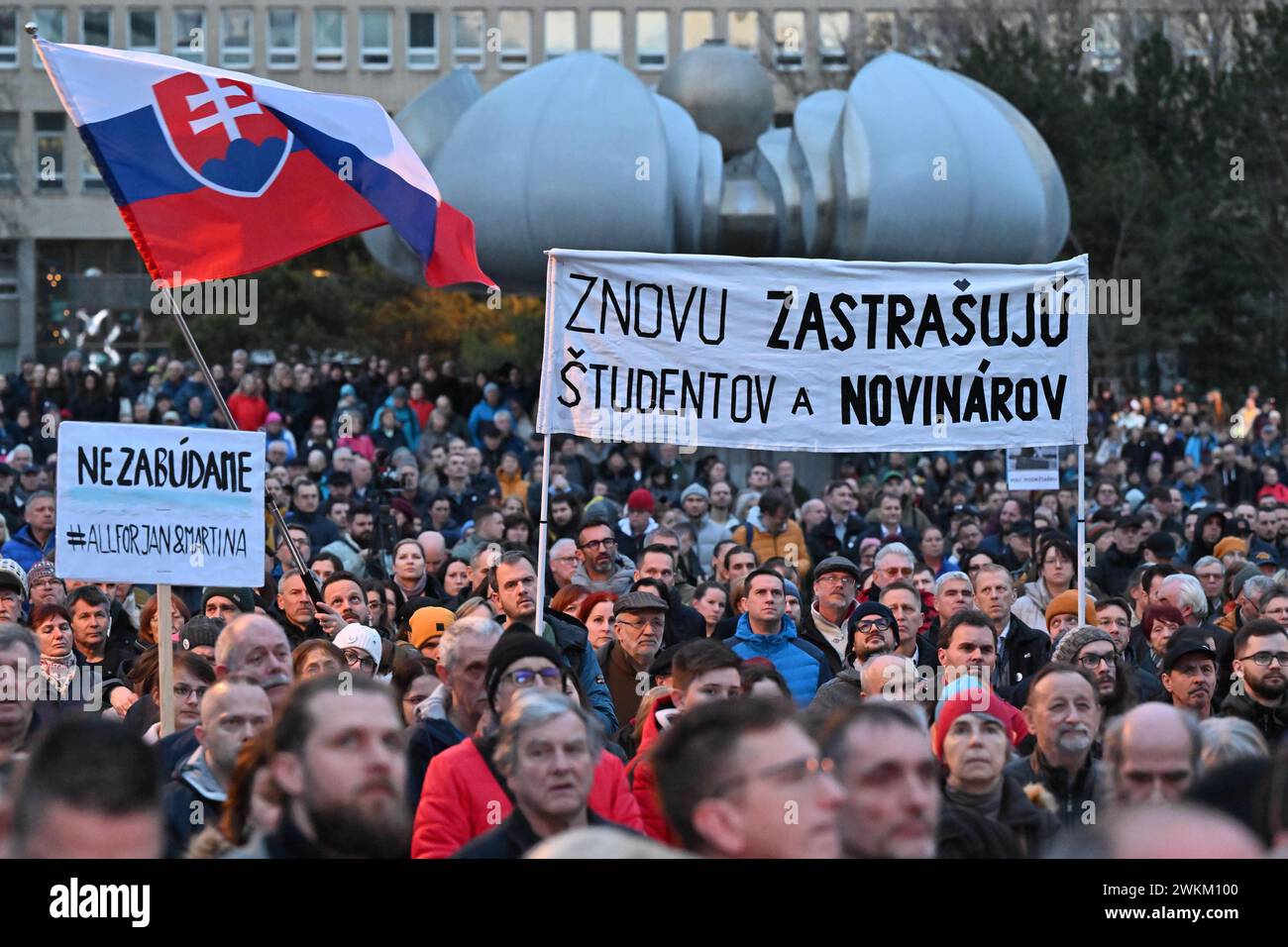Bratislava, Slovakia. 21st Feb, 2024. People gathered on the Freedom ...