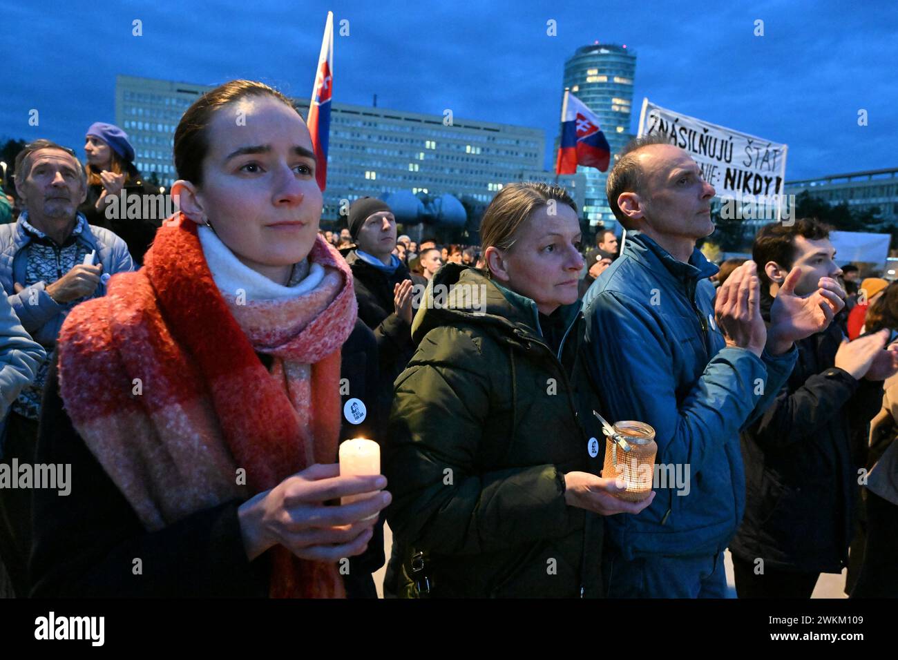 Bratislava, Slovakia. 21st Feb, 2024. People gathered on the Freedom ...
