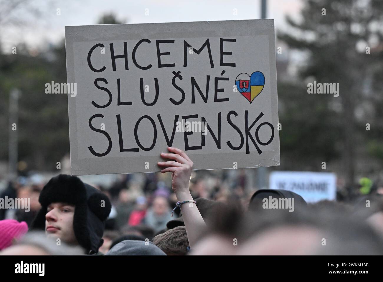 Bratislava, Slovakia. 21st Feb, 2024. People gathered on the Freedom ...